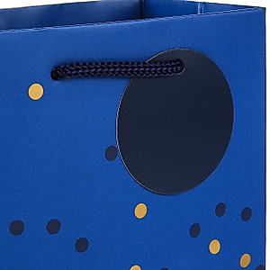 Hallmark Holiday Gift Bags Assorted Sizes (8 : 3 Small 6", 3 Medium 9", 2 Large 13") Navy Blue and Gold Dots, Diamonds and Starry Snowflakes for Christmas, Hanukkah, Weddings, Graduations and More