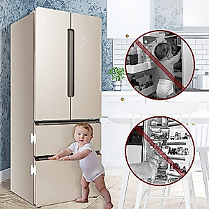 JULBEAR 2Pcs Refrigerator Lock for Kids,Fridge Door Locks Child Lock Safety for Freezer Door Adhesive No Keys Needed Used in Fridge Door or Cabinets, White