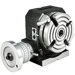 BestEquip Rotary Table 4inch(100mm) Horizontal Vertical Milling Table 2/5inch(10mm) 4-Slot Milling Rotary Table MT-2 Rotary Table for Milling with Indexing Plate Set for Precision Milling Drilling