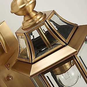 Ksovv Luxury Full Copper Wall Light Sconce Fashion Exterior Waterproof Glass Wall Lantern E27 1-Light Corridor Courtyard Garden Wall Lamp Indoor/Outdoor Home Art Lighting Fixtures