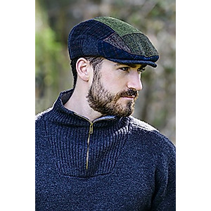 Mucros Men's Flat Cap Patchwork 100% Wool Made in Ireland Small