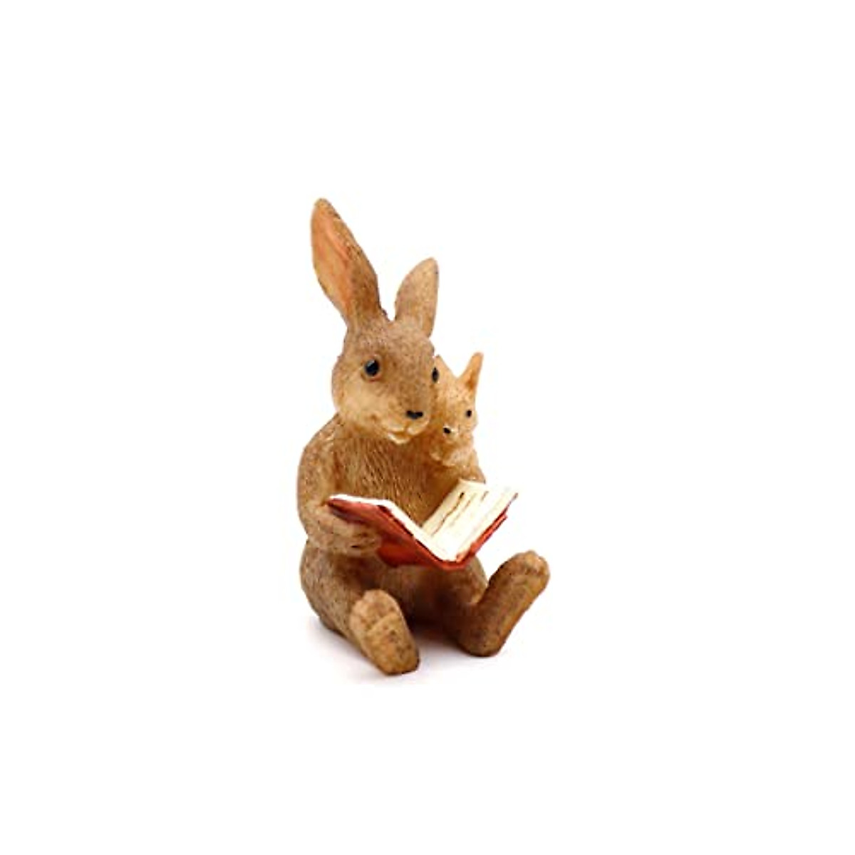 NW Wholesaler Miniature Rabbit Mama Reading Book to her Baby Bunny - Figurine for Fairy Gardens and Garden Decor