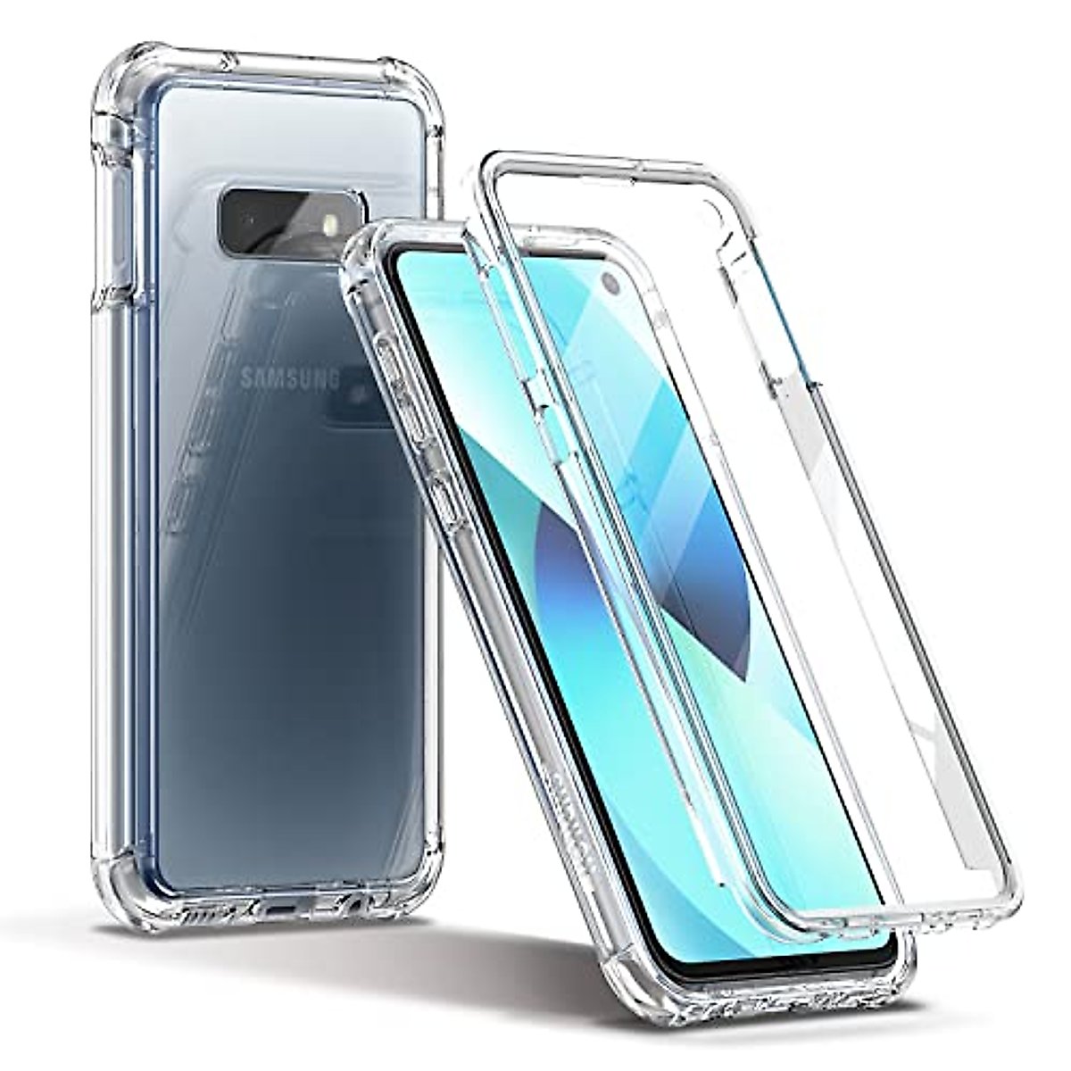 SURITCH Clear Case for Samsung Galaxy S10e,【Built in Screen Protector】【Support Wireless Charging】Hybrid Protection Hard Shell+Soft TPU Bumper Rugged Case Shockproof for Samsung S10e 5.8" (Clear frame)