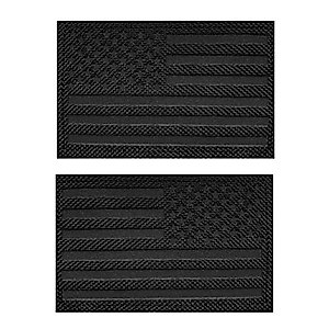Antrix 2 Set IR Infrared All Black US USA American Flag Patch,Tactical Patch with Hook Fastener Reflective Die Cut Combat America Patch for Army Clothes,Tactical Backpack,Military Activity- 3.15x2"