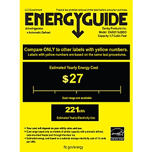 Danby DAR017A2BDD 1.7 Cu. Ft. Black Compact Refrigerator (Renewed)