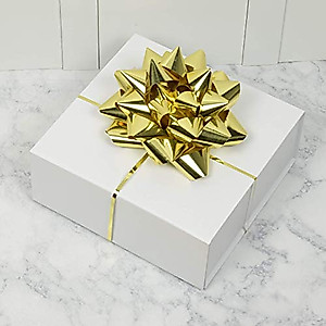 White Gift Box - 1 Pack Small Collapsible Magnetic Lid Luxury Cardboard Box for presents, gifts, Ornaments, Holiday, Weddings, Events, Small Businesses, Organization, Supplies, Crafting - 9.4x9.4x3.7