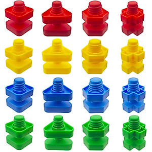 EJLIFEBOX 14 Pack Jumbo Nuts Bolts and Matching Eggs Fine Motor Skills Toys Set for Toddlers, Matching Color and Shape Game Toy Improve Motor Skills