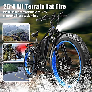 Dakeya Electric Bike for Adults, Ebikes Dual Motor, 2000w Fat Tire Ebike 35mph Dual Motor Electric Bike with Removable 48v, All Terrain Ebikes for Adults, Full Suspension 26" Awd E Bike 22.4ah Battery