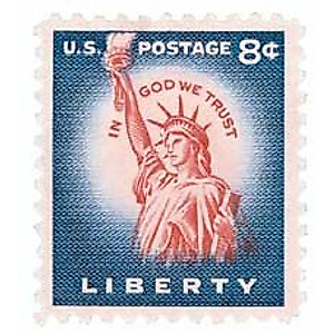 #1041 - 1954 8c Statue of Liberty Postage Stamp Numbered Plate Block (4)