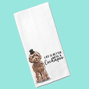 Watercolor Life is Better with a Cockapoo Microfiber Kitchen Tea Bar Towel Gift for Animal Dog Lover