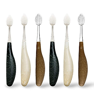 RADIUS Toothbrush Source Floss Brush BPA Free & ADA Accepted Improve Gum Health & Reduce Gum Issues - Medium - Assorted Colors - Pack of 6