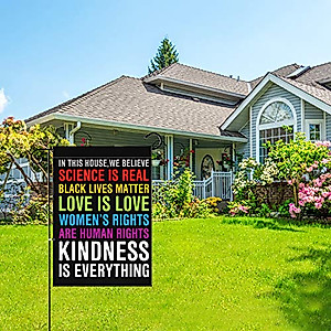 XIFAN Premium Garden Flag for in This House We Believe Science is Real Black Lives Matter Vertical Double Sided 12.5 x 18 Inch Yard Outdoor Decoration