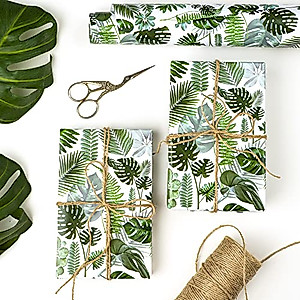 LaRibbons Monstera Leaf Wrapping Paper Roll - Perfect for Birthdays, Wedding, Baby Showers, Mother's Day - 30 inch x 33 feet
