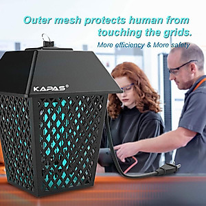 KAPAS Electric Bug Zappers, 20W Outdoor & Indoor Blue Light Pest Control Lantern for Mosquitoes, Flies, Gnats, Pests & Other Insects (Black - 1 Pack)