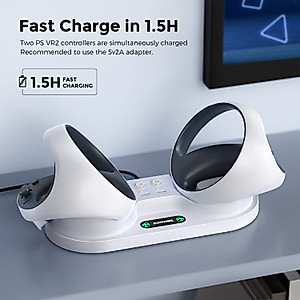 ECHTPower Charging Station for PS VR2 Sense Controller, Charging Dock Compatible with PS VR2 Controller with LED Indicator, Fast Charger Station with 4 Type-C Magnetic Interface, Type-C Charging Cable