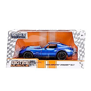 Jada 1969 Chevrolet Corvette Stingray Zl-21 Blue with White Stripe Bigtime Muscle 1/24 Die-cast Model Car 30532