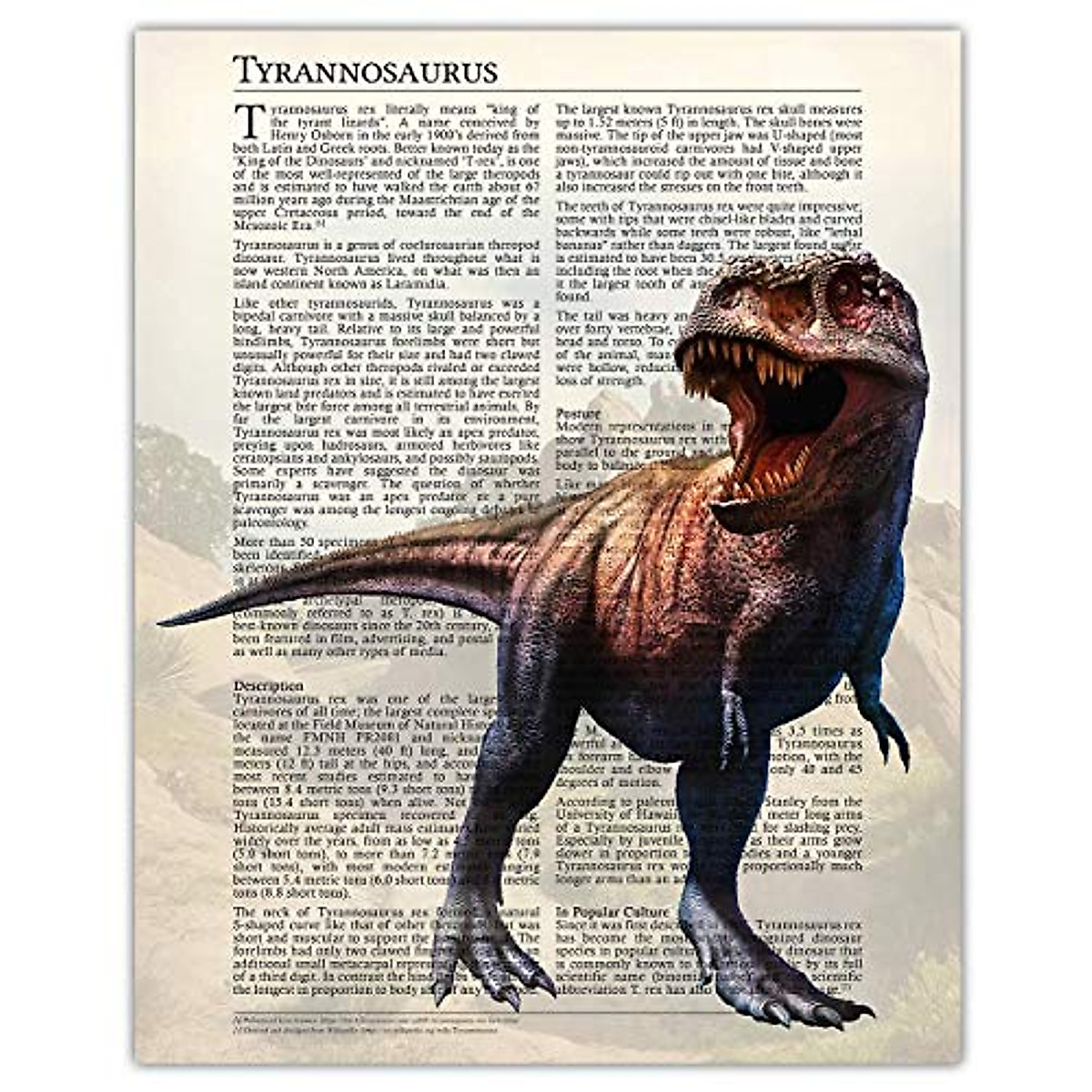 TRex, Triceratops, Brontosaurus, Stegosaurus Set of 4, 8x10 Dinosaur Wall Art: Embark on a Jurassic Journey with This Dinosaur Room Decor for Boys, Girls & Teens - Great Dinosaur Poster for Bedroom