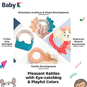 BABY K Baby Teething Toys Set 10 Pcs (Pink) - Teething Mitten for Infants - Freezable Teething Toys for Gum Relief - Sensory Toys for Babies with Soft Nubs - Teething Mittens for Babies 0-6 Months