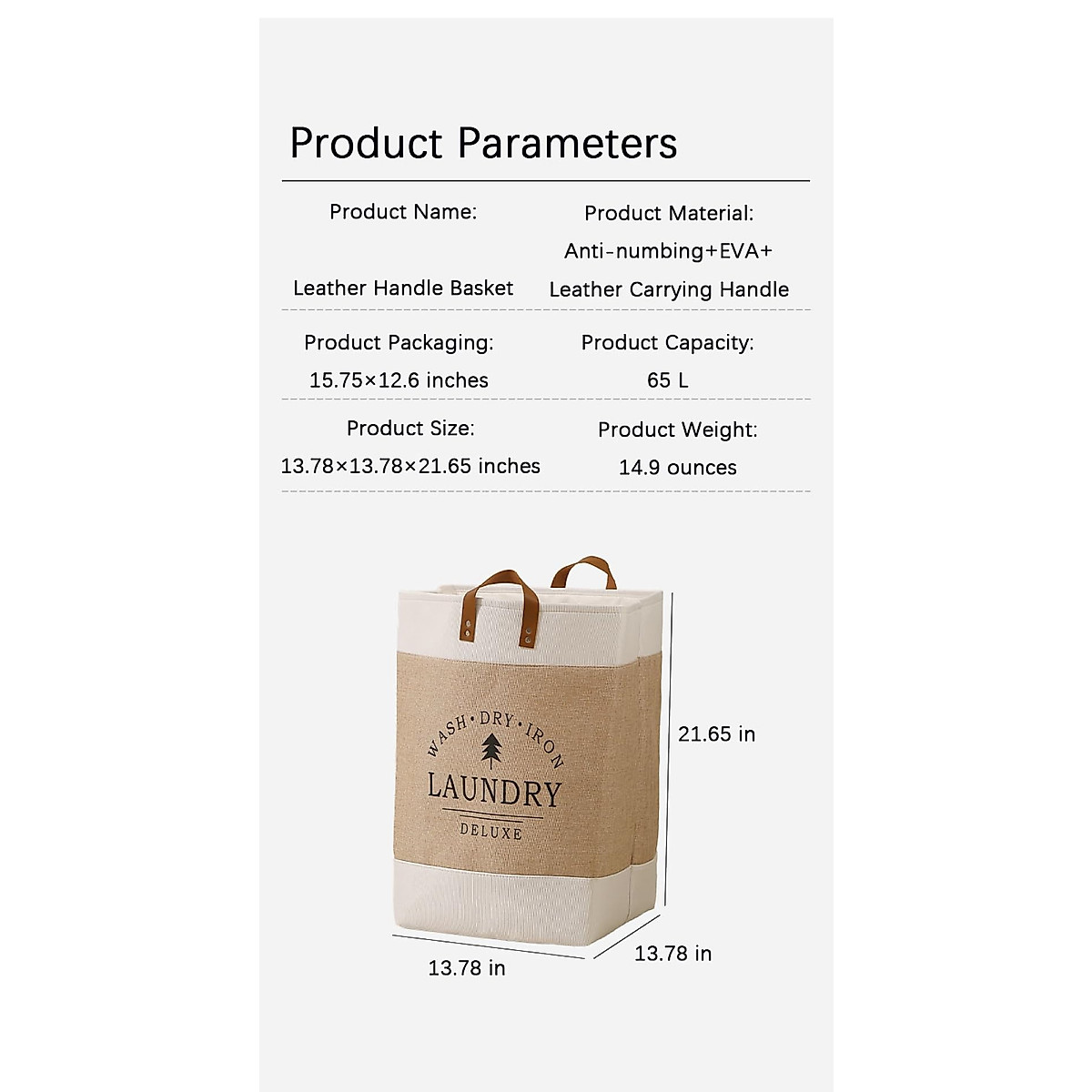 TNLG Bathroom Dirty Clothes Organizer Baske, Foldable Clothes Hamper, Foldable Storage Basket, Freestanding Laundry Hamper, Large Laundry Basket 65L