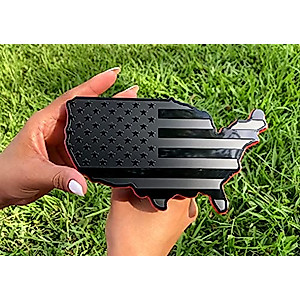 eVerHITCH USA Map Flag Metal Trailer Hitch Cover Heavy Duty for Trucks Cars SUV (Fits 2" Receiver, Black Map)