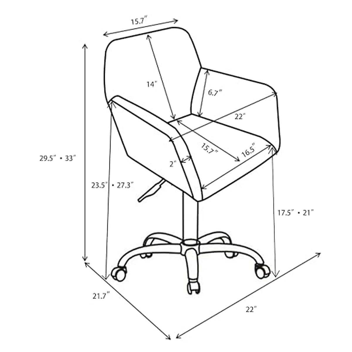 Modern Teddy Home Office Chair, Upholstered Cute Desk Chair with Gold Metal Legs, Adjustable Swivel Task Chair with Wheels, Vanity Chair for Girls Women Small Space Bedroom Study Makeup, White