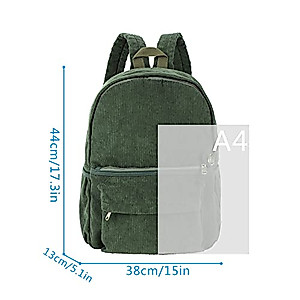 Lobagve Corduroy Backpack Large College Backpack Casual Bookbag Laptop Backpack Computer Bag Travel Daypack for Women Men,Green