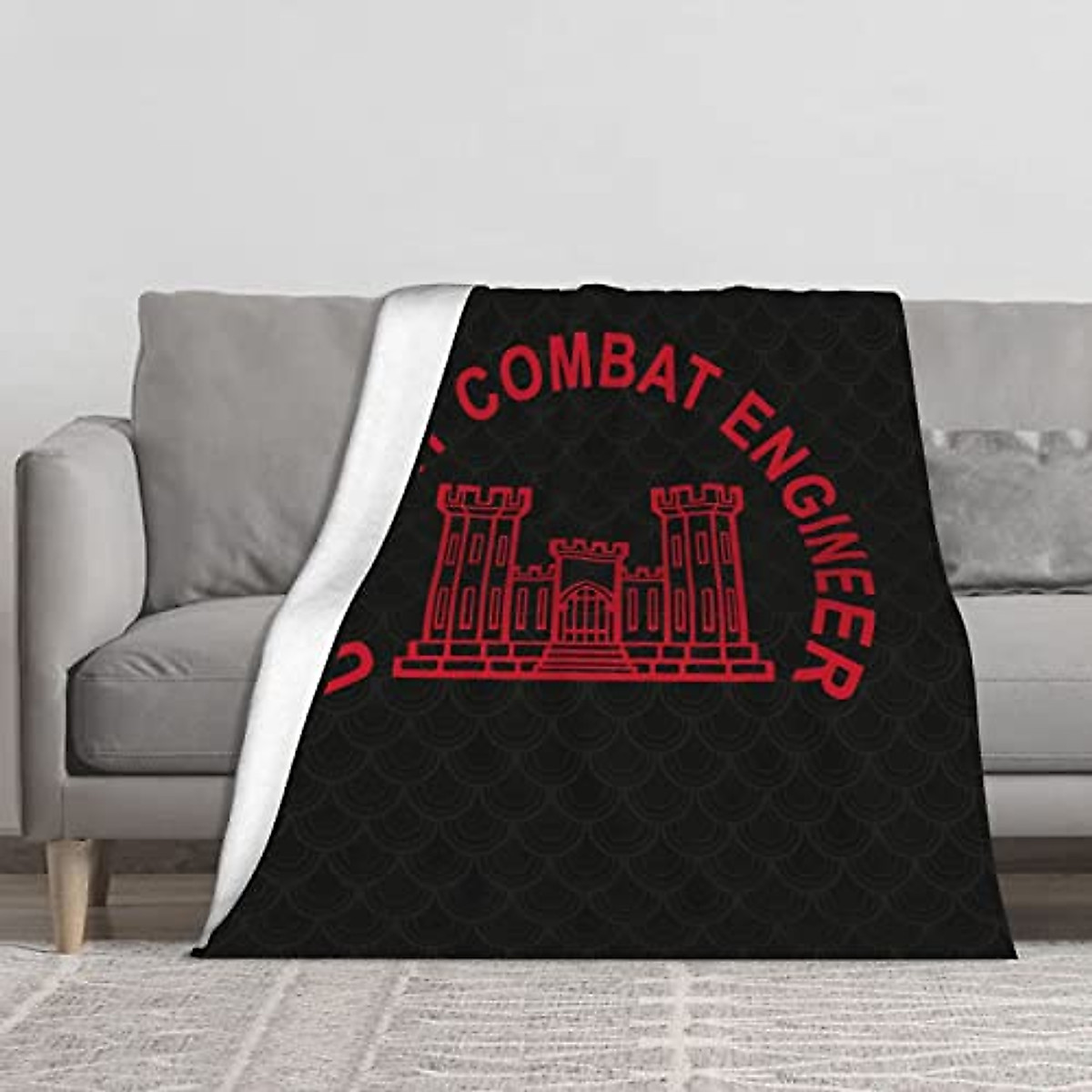Us Army Combat Engineer Blanket Throw Bedding Room Decor Flannel Blankets for Bed Sofa 50x80 Inches