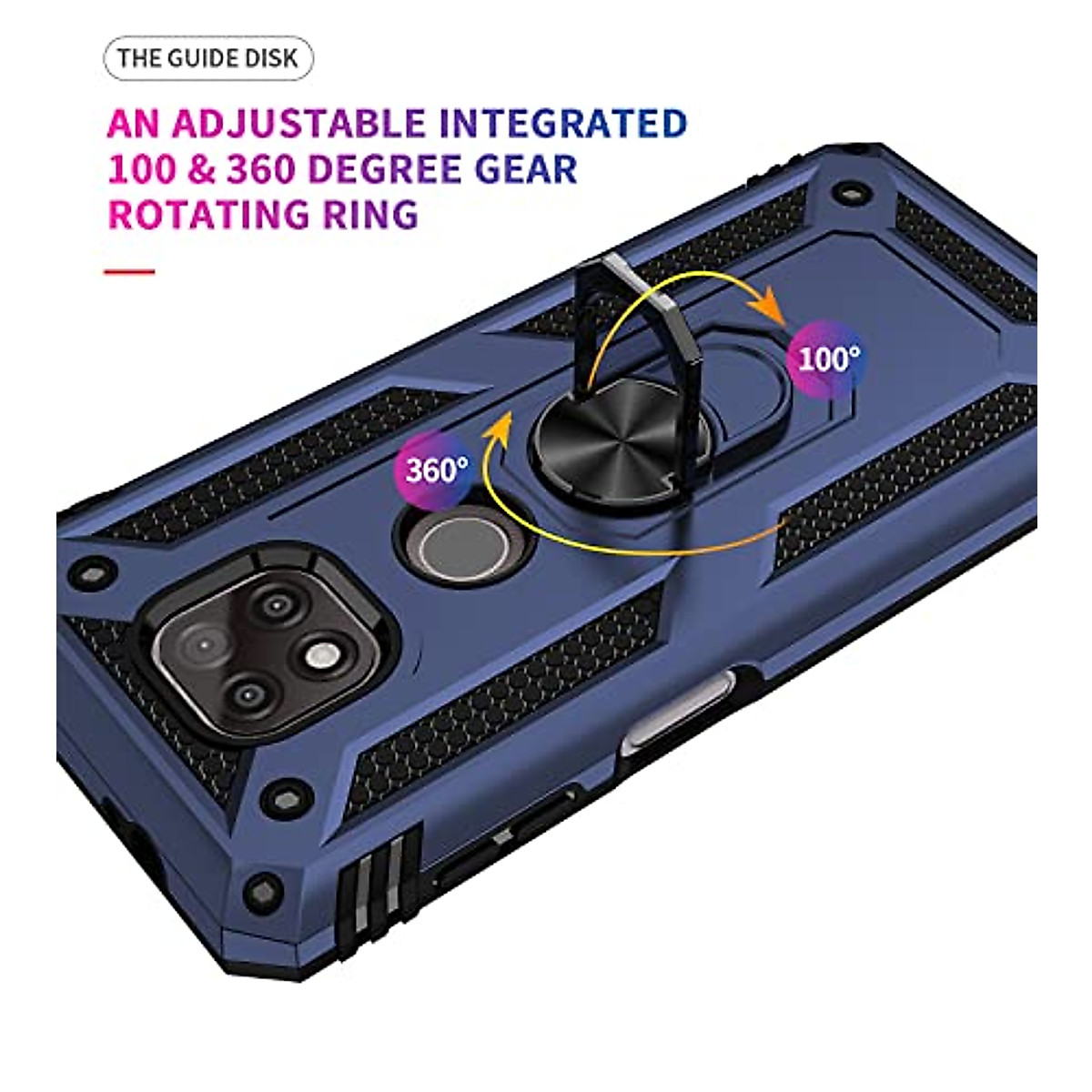 SKTGSLAMY for Moto G Power 2021 Case,with Screen Protector,[Military Grade] 16ft. Drop Tested Cover with Magnetic Kickstand Car Mount Protective Case for Motorola Moto G Power 2021, Blue