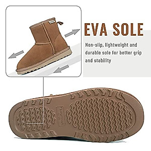 FANTURE Kids Snow Boots Boys Girls Winter Boots Cow Suede Warm Faux Fur Lined Durable Shoes(Little Kid/Big Kid) U422TX902.SA-Chestnut-34