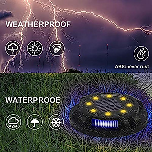 MAGGIFT 8 Pack Solar Ground Lights Outdoor, Disk Light 8 LED Warm White + 4 LED Blue, Waterproof Solar Powered Lights, In-Ground Walkway Deck for Pathway Driveway Landscape Garden Patio, Lawn, Yard