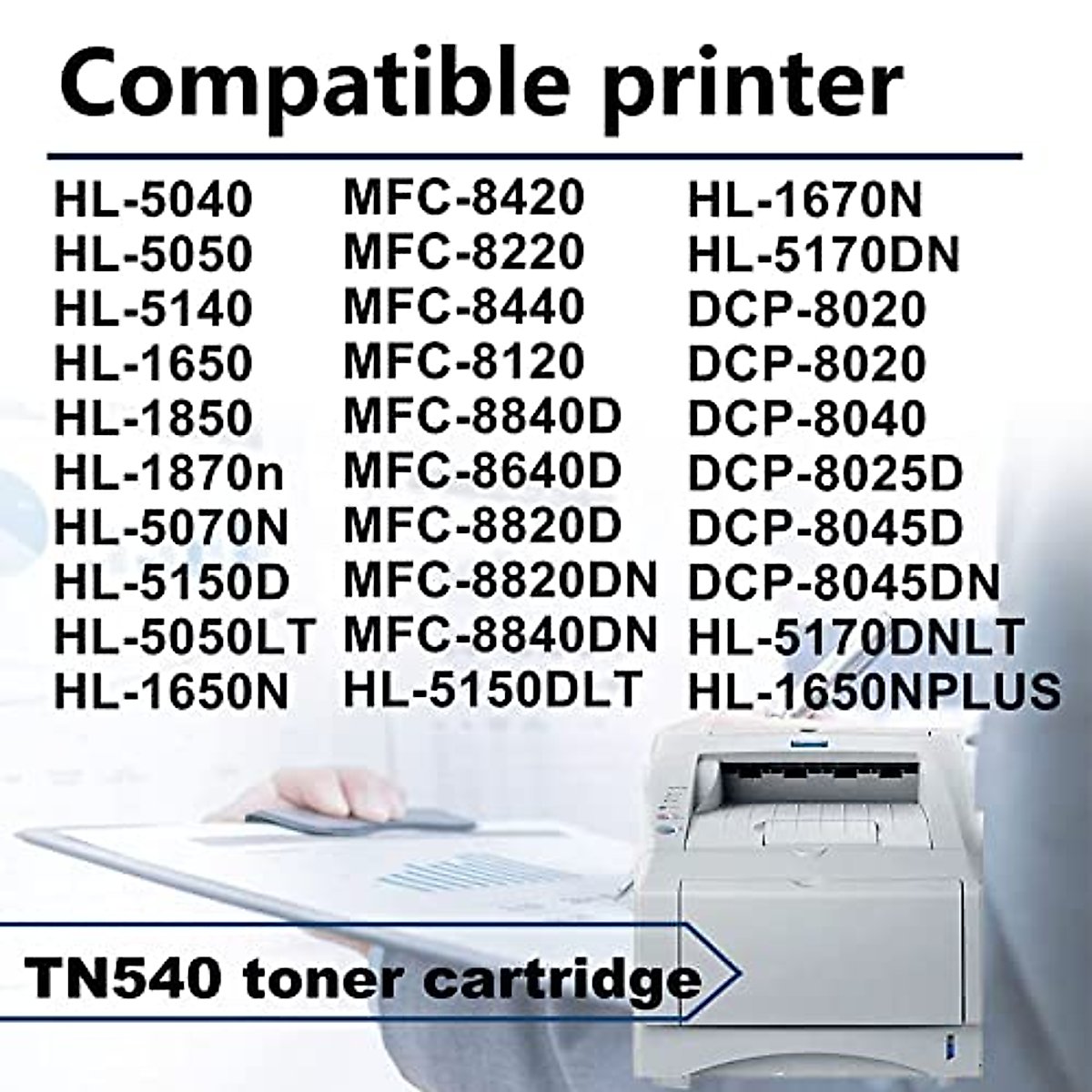 Cobaprint (2-PK Black) Compatible TN-540 Toner Cartridge Replacement for Brother DCP-8040 DCP-8045D DCP-8045DN HL-5140 HL-5150D HL-5170DN MFC-8220 MFC-8440 DCP-8020 HL-1650 Printers