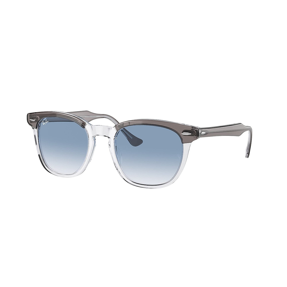 Ray-Ban RB2298F Hawkeye Low Bridge Fit Square Sunglasses, Grey On Transparent/Clear Gradient Blue, 54 mm