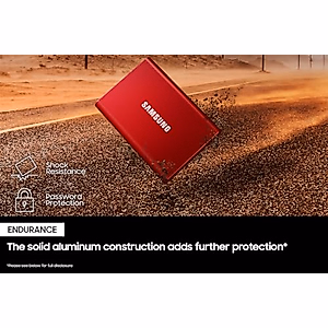SAMSUNG T7 Portable SSD, 1TB External Solid State Drive, Speeds Up to 1,050MB/s, USB 3.2 Gen 2, Reliable Storage for Gaming, Students, Professionals, MU-PC1T0R/AM, Red