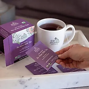 Earth Mama No More Milk Tea | Organic Herbal Tea Bags to Reduce Breast Milk Production, Stop Breastfeeding, & Wean Lactation Naturally, Postpartum Essentials, Decaf Tea With Hibiscus & Sage (16-Count)
