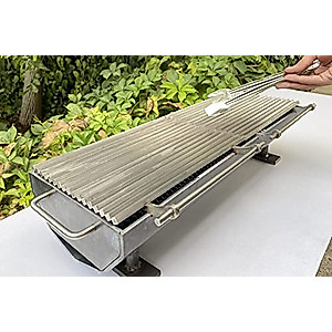MOTOES Hibachi Grill Metal Portable Fire Pit, Outdoor Fire Pit, Backyard Fire Pit Bowl, Stainless Steel Charcoal Grill Kebab BBQ Portable Grill, 24''x 8'' inch Height : 5.5'' inch