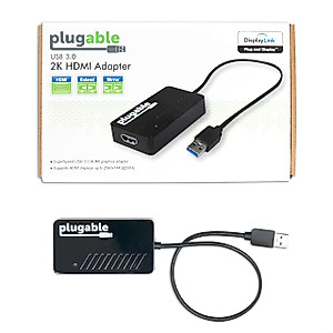 Plugable USB 3.0 to HDMI Video Graphics Adapter with Audio for Multiple Monitors up to 2560x1440 Supports Windows 11, 10, 8.1, 7, XP, and Mac