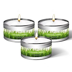 Gadojuewo Citronella Candles Outdoor Indoor Large, 3 Pack 3.1 oz Soy Wax Jar Candles up to 49 Hours, Citronella Candles Sets for Garden, Backyard,Patio,Yard,Balcony,Camping,Indoor Outdoor
