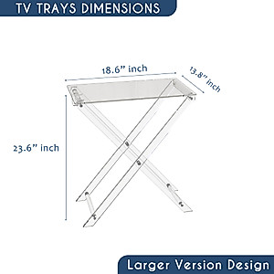 CRYSFLOA TV Tray with 2 Removable Trays Acrylic Folding Tray Table Two Tier Serving Tray Top Foldable Nightstand for Bedroom Kitchen Acrylic Modern Furniture Space Saving Side Table Serving Food Trays