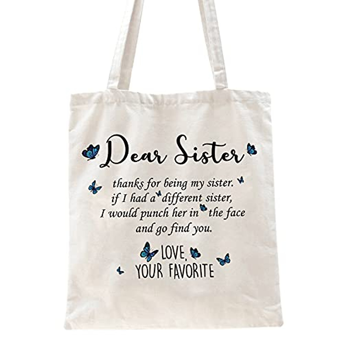 Fokongna Sister Gifts from Sisters Funny, Sister Gifts from Brother, Sister Birthday Gifts, Gift for Sister Soul Sister Gifts Big Little Girl Tote Bag-Thanks for My Sister
