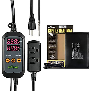 BN-LINK 8" X 12" Reptile Heating Mat & Smart WiFi Digital Temperature Controller Heating Cooling Compatible with Alexa and Google Home for Reptiles Aquarium