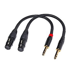 Suanqi 023 6in 1/4 TRS to XLR Female Adapter, 6.35 to XLR Female, XLR to 1/4 Adapter 1/4 Audio Cable 6in/2pack