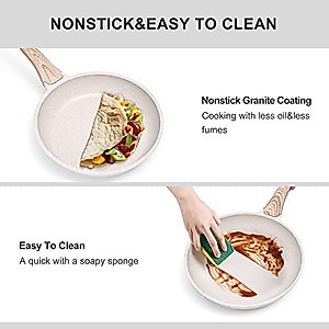 Pots and Pans Set - Caannasweis Kitchen Nonstick Cookware Sets Granite Frying Pans for Cooking Marble Stone Pan Sets Kitchen Essentials Set (Normal Size)