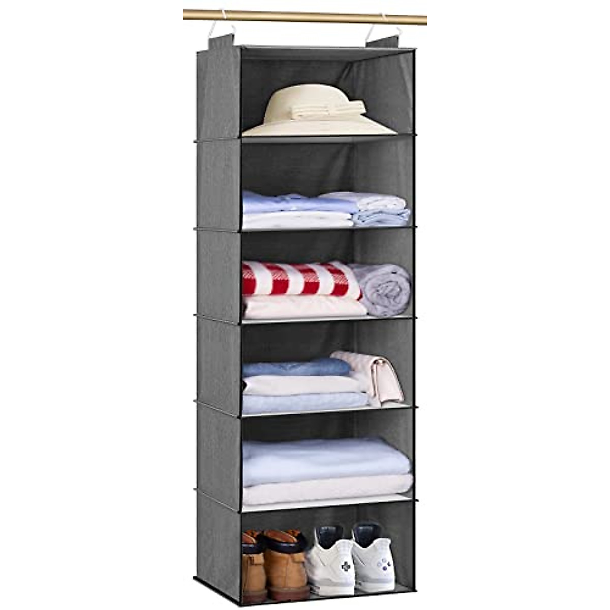 SLEEPING LAMB Long 2-Tier Shoe organizer for Closet and 6 Shelves Jumbo Hanging Closet Organizer and Storage