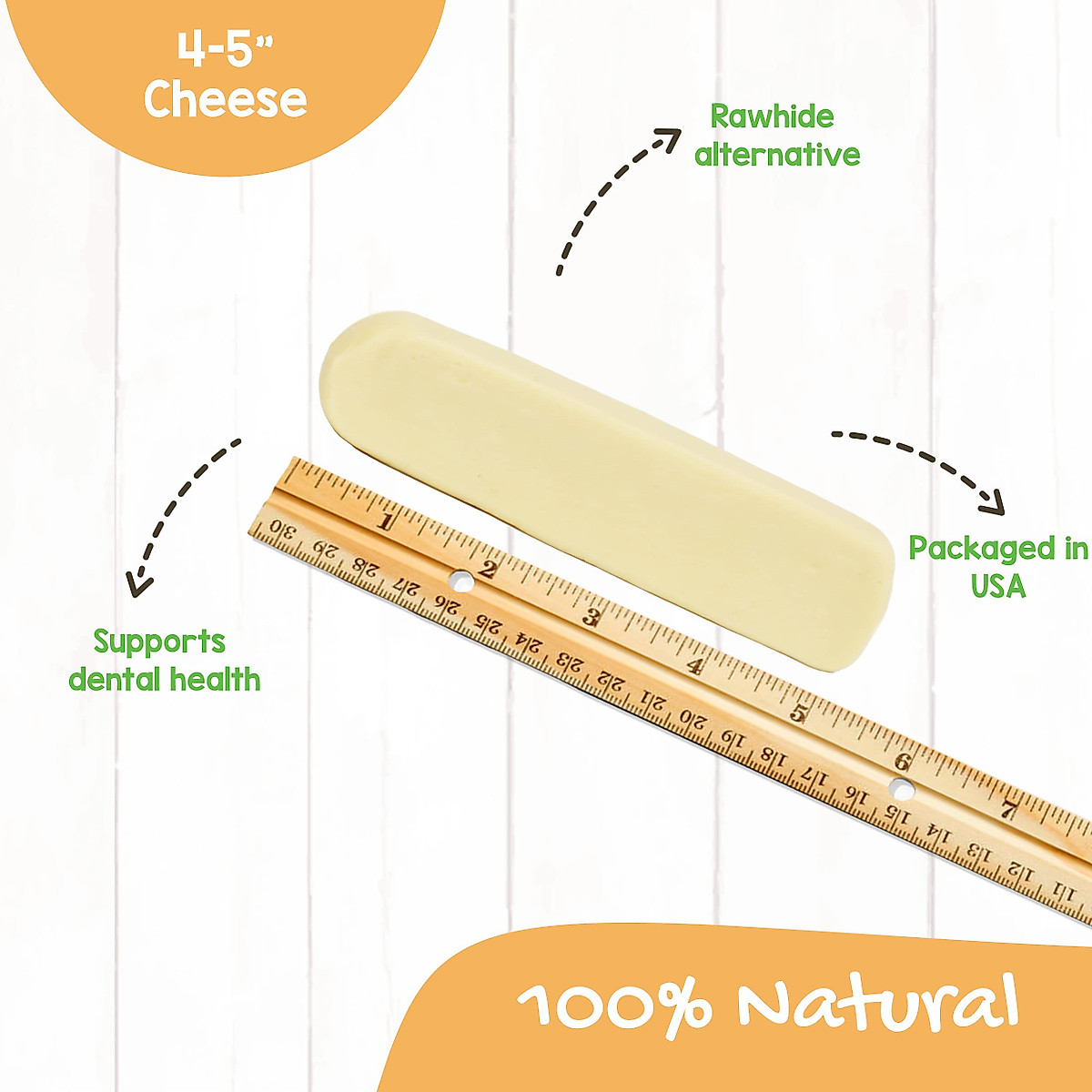 Nature Gnaws American Cheese Chews for Dogs - Long Lasting Hard Chew Treats - Rawhide Free Dog Bones - Yak Alternative - Made in The USA