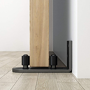 WINSOON New Sliding Barn Door Floor Guides Adjustable Stay Roller Hardware Kit,Smooth Ball Bearings,Flat Bottom Design,Flush with Floor, Wall Mount Roller Guide for Small Space,Black