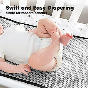 Portable Diaper Changing Pad - Waterproof Foldable Baby Changing Mat - Travel Diaper Change Mat - Lightweight Changing Pads for Baby - Baby Changer - Machine Washable (Black Geo)