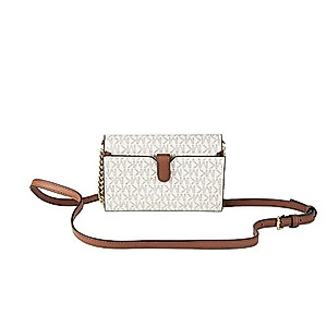 Michael Kors Women's 35F0GTVC8B Jet Set Travel Medium Multifunction Phone Xbody Crossbody Bag Wallet (Vanilla)