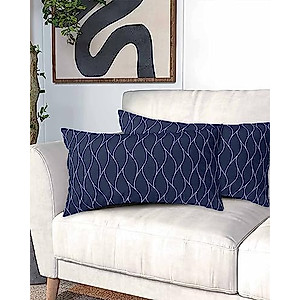 Edwiinsa Navy Blue Pillow Covers King Size 20x40 Bed Pillow, White Wave Pattern Modern Abstract Art Aesthetics Plush Soft Comfort for Hair/Skin Cooling Pillowcases with Envelop Closure