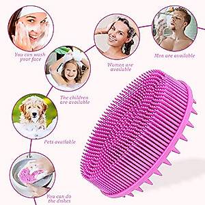 2pcs Upgrade Silicone Body Scrubber,Easy to Clean Silicone Loofah,Exfoliating Body Brush,and More Hygienic Than Traditional Loofah,Lathers Well(Black&Purple)