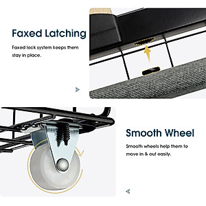 WEEWAY Upholstered Queen Size Bed Frame with 4 Storage Drawers and Wingback Headboard, Button Tufted Design, No Box Spring Needed, Easy Assembly, Light Grey